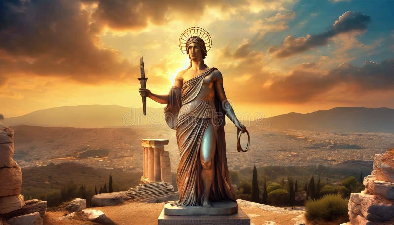 Statue at sunset stock illustration. Illustration of ancient - 305561289