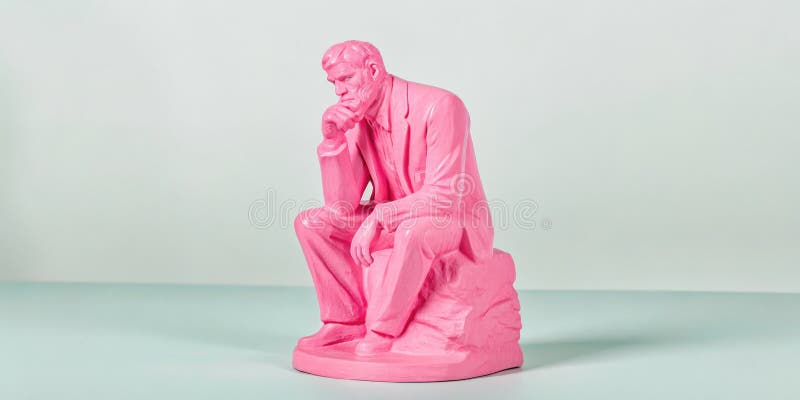 Statue of Thinker in a Pink Suit at an Art Installation. Generative AI ...