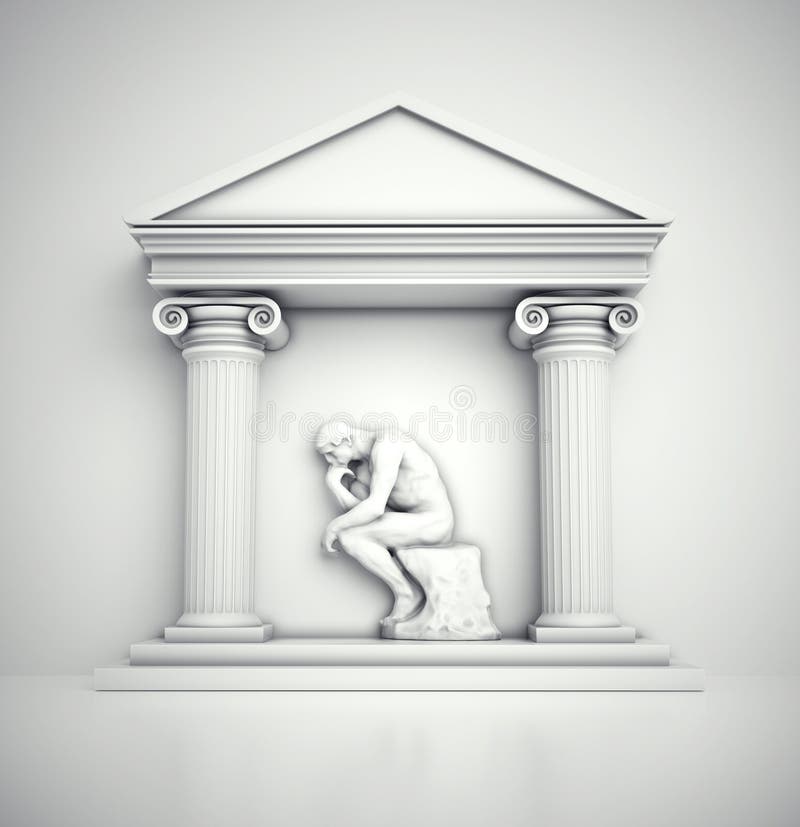 The Statue of the Thinker Under the Roman Building Stock Illustration ...
