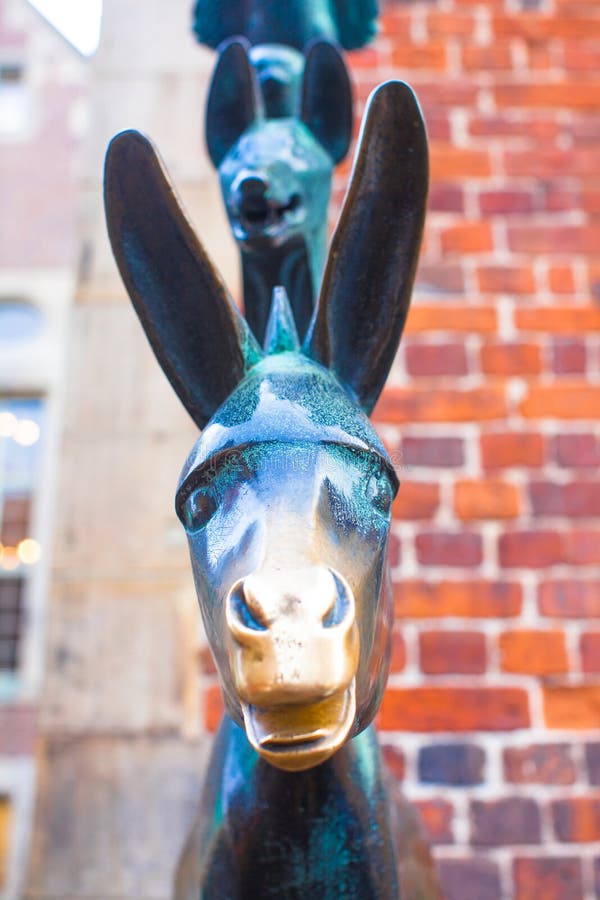 The Statue of Town Musicians of Bremen, Germany Stock Photo - Image of ...