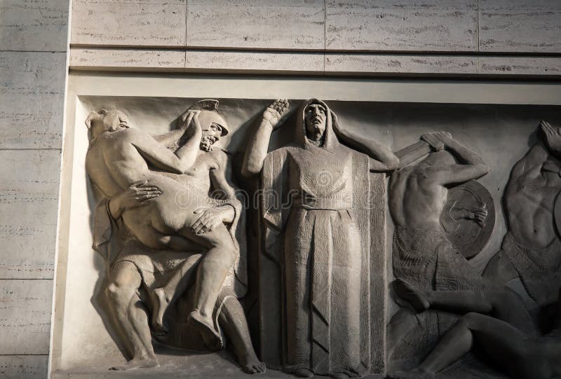 Statue train station Milan stock image. Image of stone - 49835117