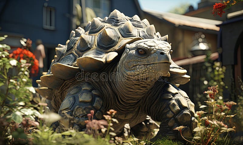 Statue of Turtle in Garden stock photo. Image of crafted - 344613084