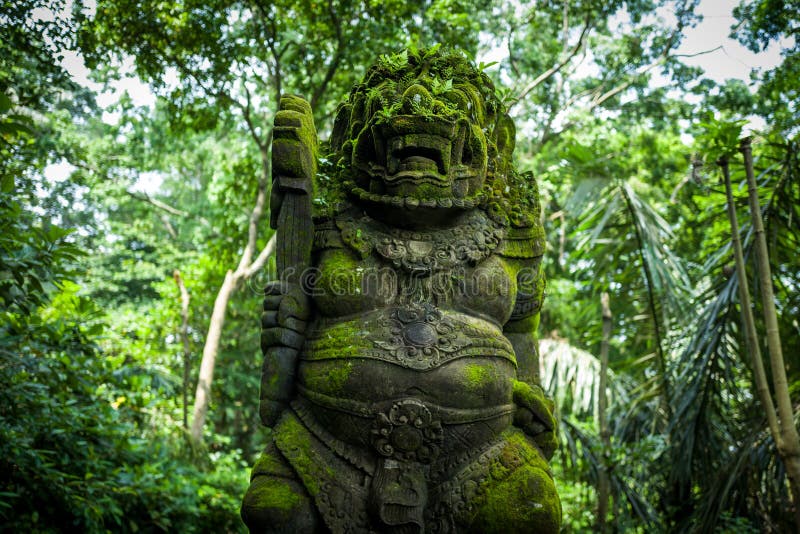 Statue at Ubud Monkey Forest Stock Image - Image of indonesian ...