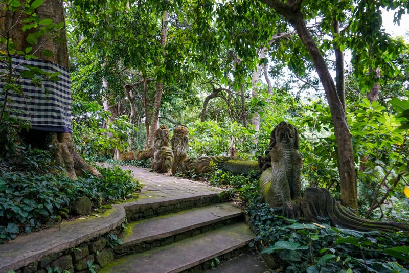 The Statue in Ubud Monkey Forest Covered by Moss, Bali Island ...