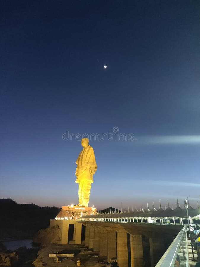 Statue of unity at night stock photo. Image of lightedup - 149523858