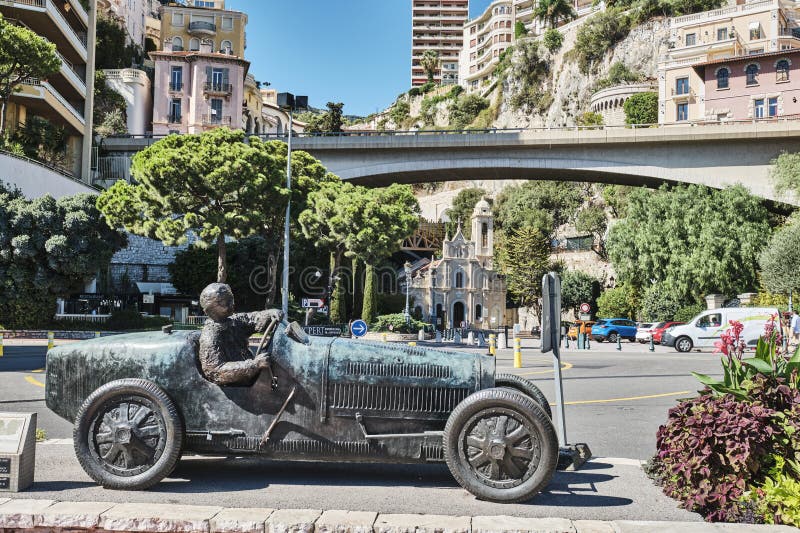 Statue of Vintage Race Car Driver in Monte Carlo Monaco Editorial Stock ...