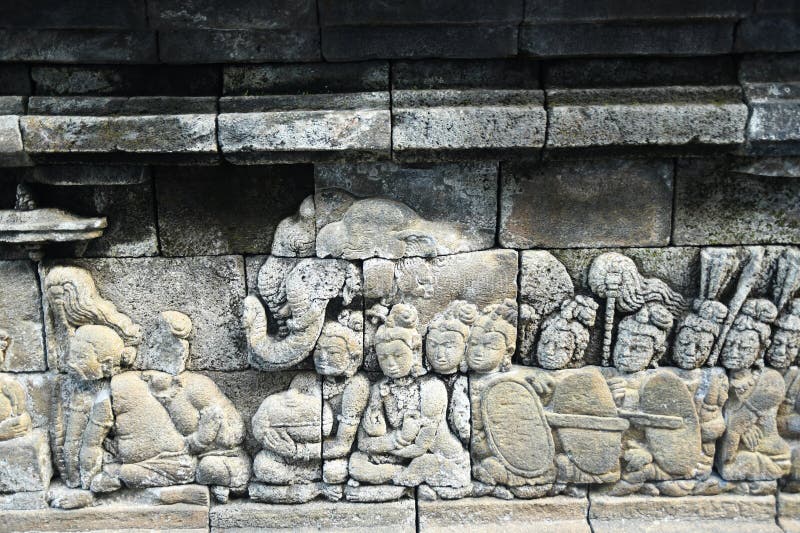 Statue Wall of Borobudur Temple, Java, Indonesia Stock Image - Image of ...
