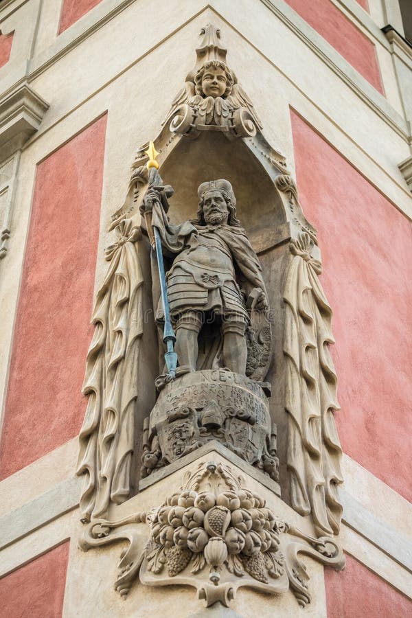 Statue in Wall Near St. Vitus Cathedral in Prague Stock Photo - Image ...