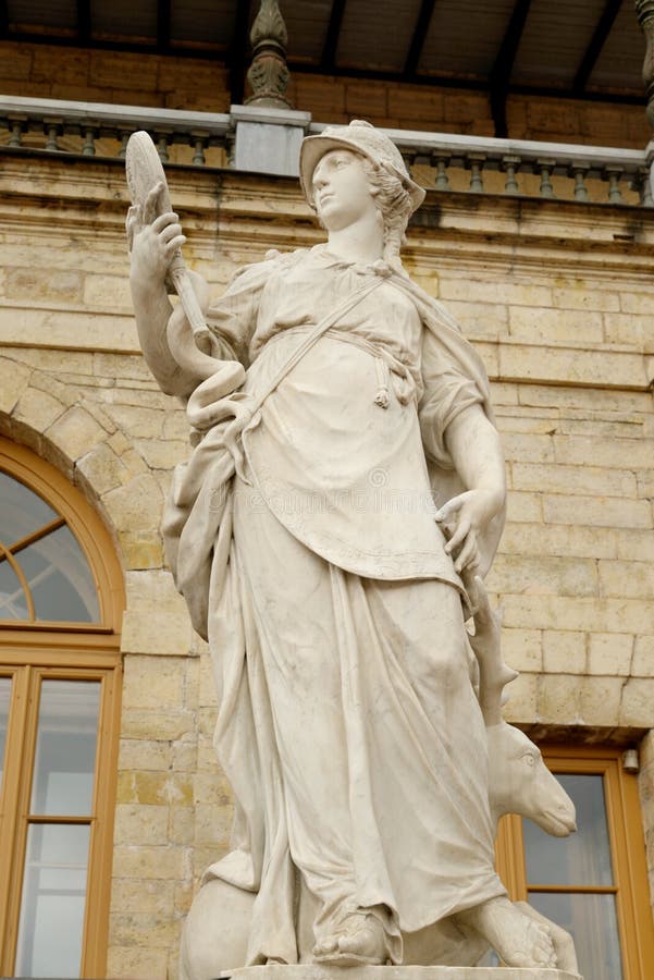 Statue Wisdom Near Big Gatchina Palace. Stock Photo - Image of female ...
