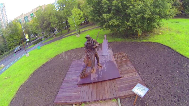 Statue of a Worker in Middle of a Park, Moving Stock Footage - Video of ...