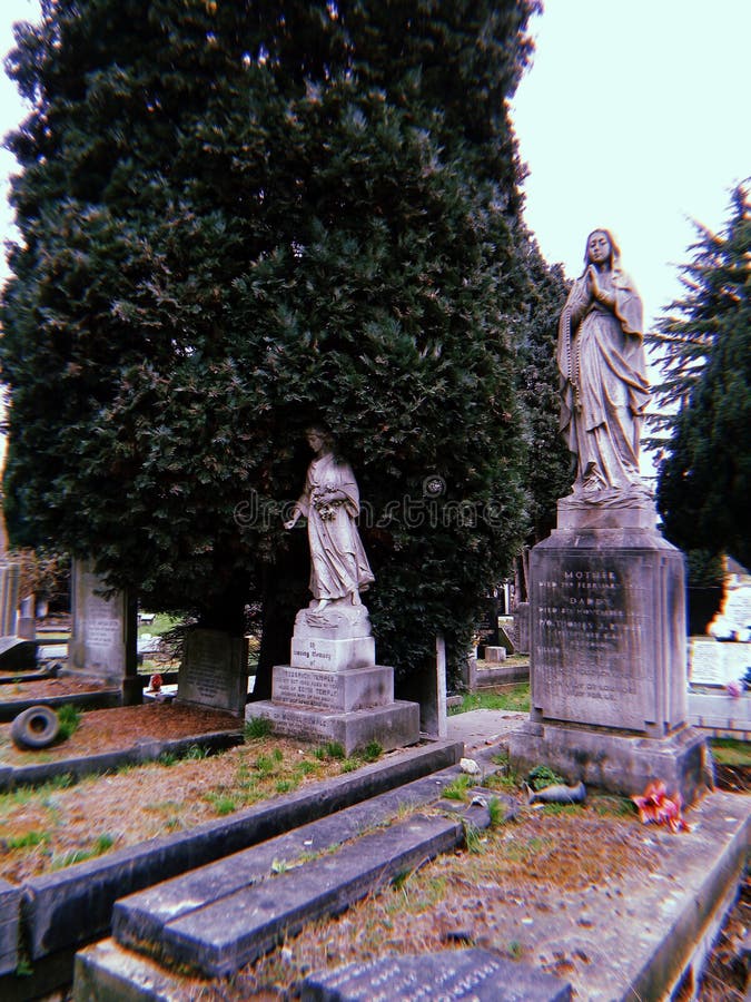 Statues in Cemetery editorial stock photo. Image of tree - 142311233