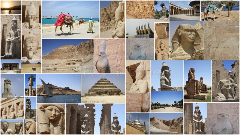 Statues collage in egypt stock photo. Image of civilization - 83364906