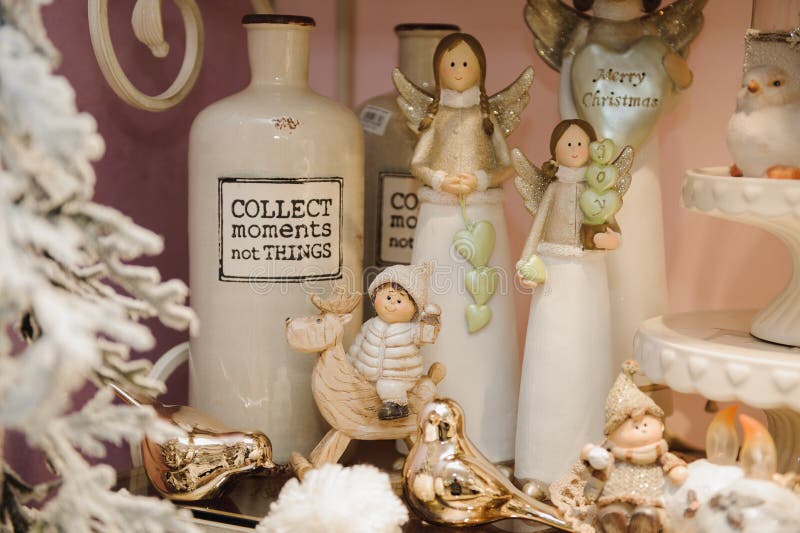 Statues and Decor on the Shelf, Closeup Stock Image - Image of travel ...