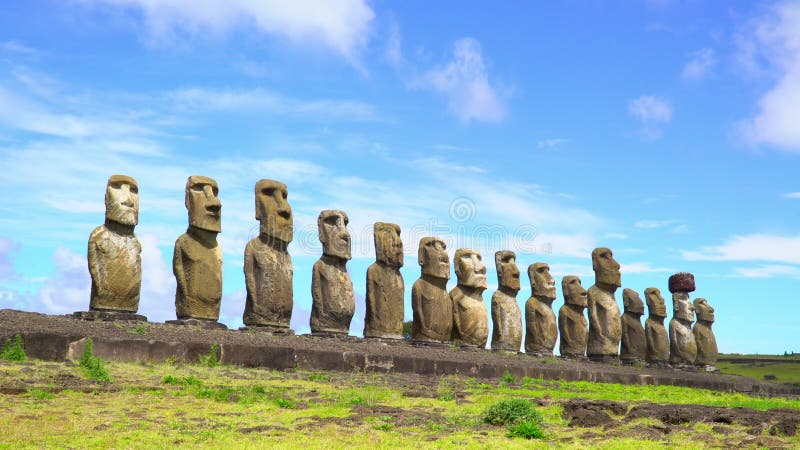 Statues on Eastern Island stock video. Video of morning - 186908421