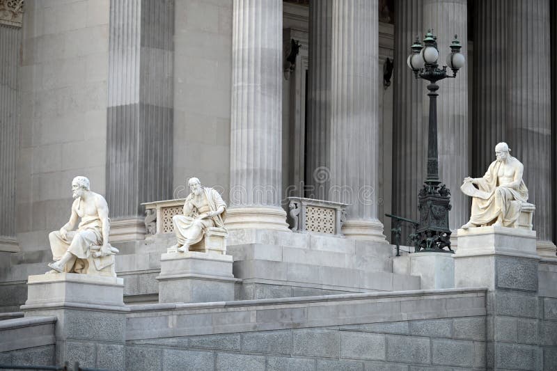 Statues in Front of the Austrian Parliament Stock Photo - Image of ...