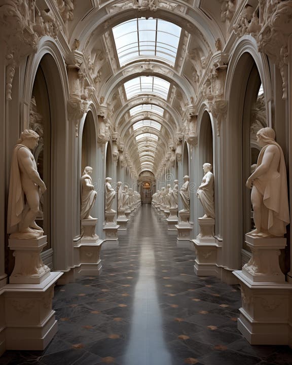 Statues and Images Inside the Museum Stock Illustration - Illustration ...