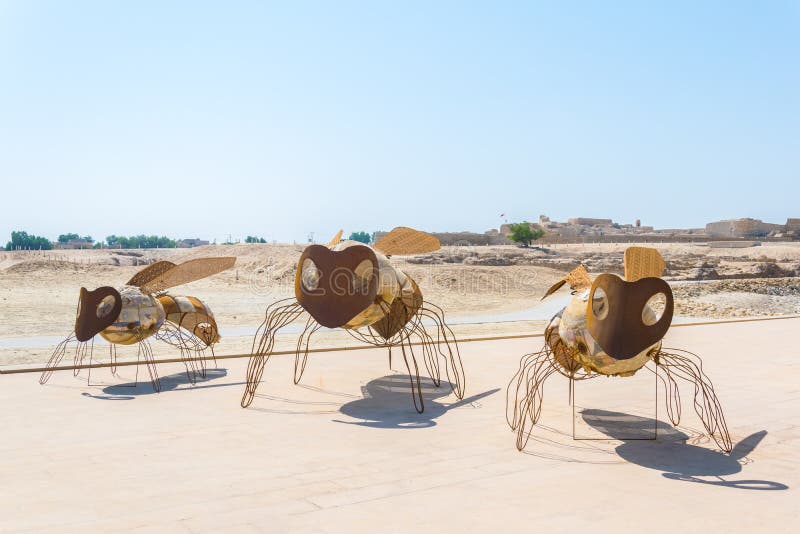 Statues of Metal Bees Situated in Front of the Bahrain Fort Complex in ...