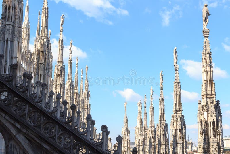 Statues on Milan Cathedral stock photo. Image of monument - 53712750
