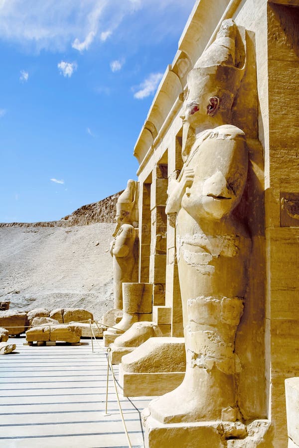 Statues of Queen Hatshepsut As Osiris. Luxor, Egypt Stock Photo - Image ...