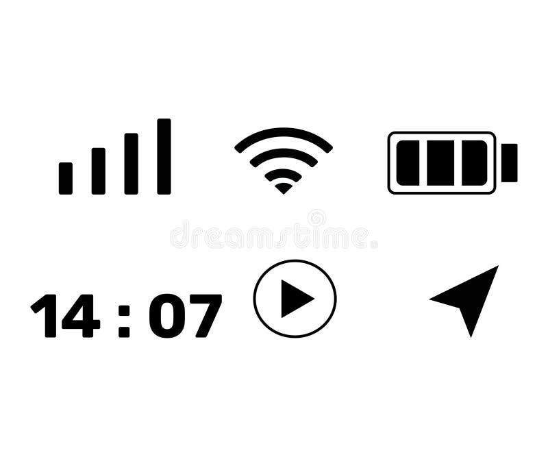 Status Bar Icon Time Gps Signal Design Vector Stock Vector ...