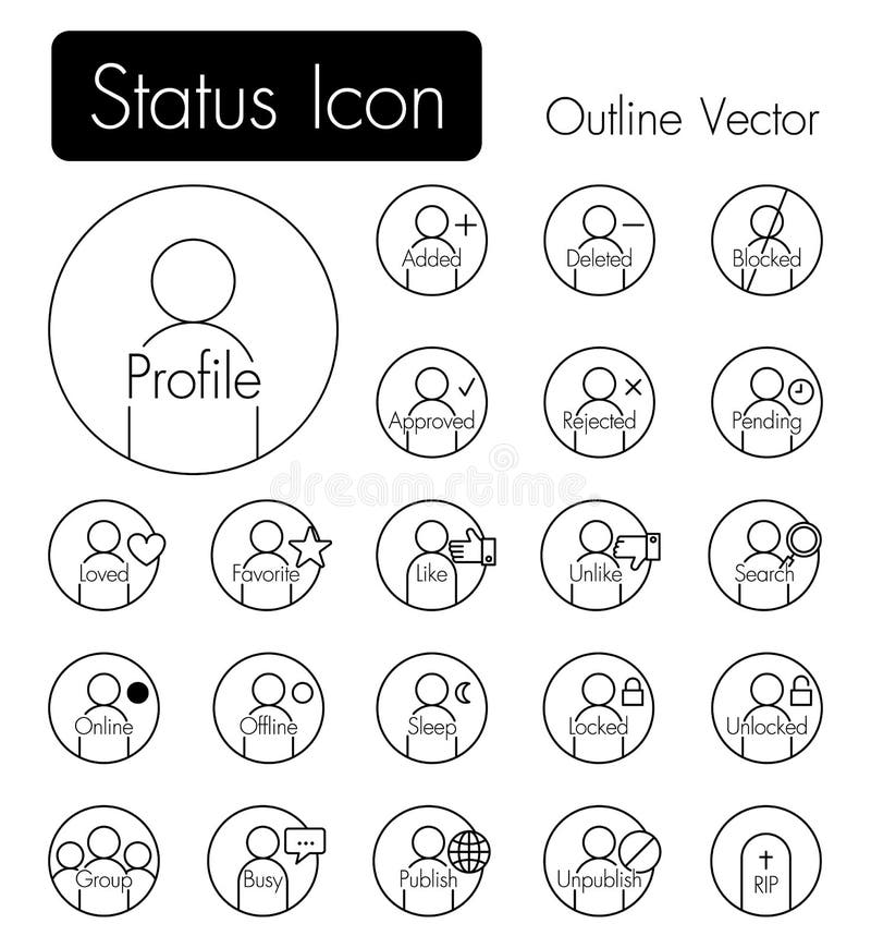 Status Icon . Person Icon with Many Status and Text Stock Vector ...