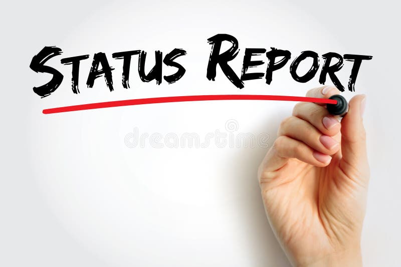 STATUS REPORT Word on the Pink Paper with Office Tools on White ...