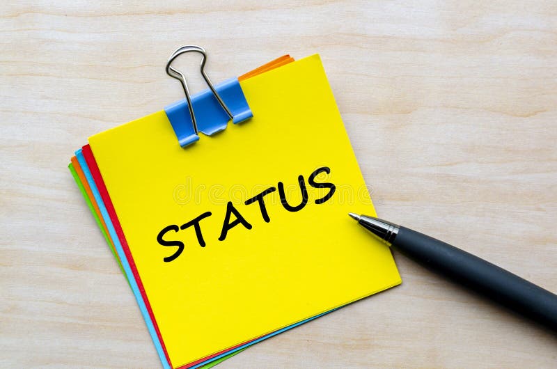 Status Text Yellow Notepad Business Updates Concept Stock Photos - Free ...
