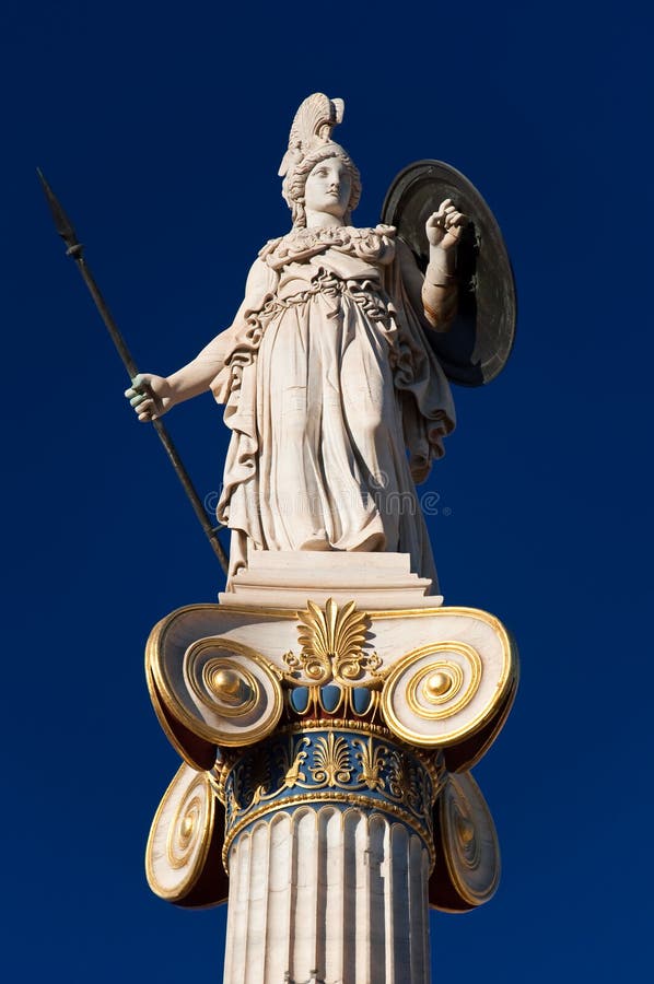 Jonisk Kolonn Med En Staty Av Athena Fotografering för Bildbyråer ...