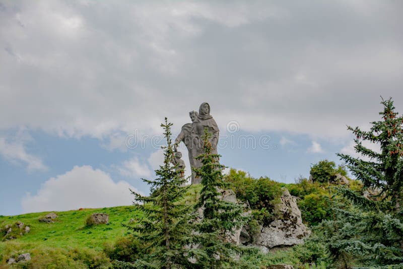 Big Statue at the Peak of the Mountain Stock Photo - Image of large ...