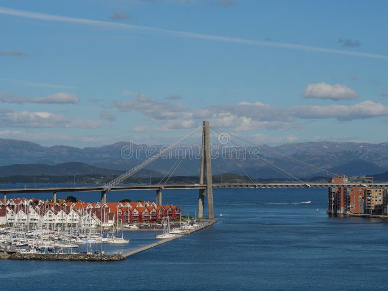 Stavanger City Bridge on the Sea in Norway. Stock Image - Image of city ...