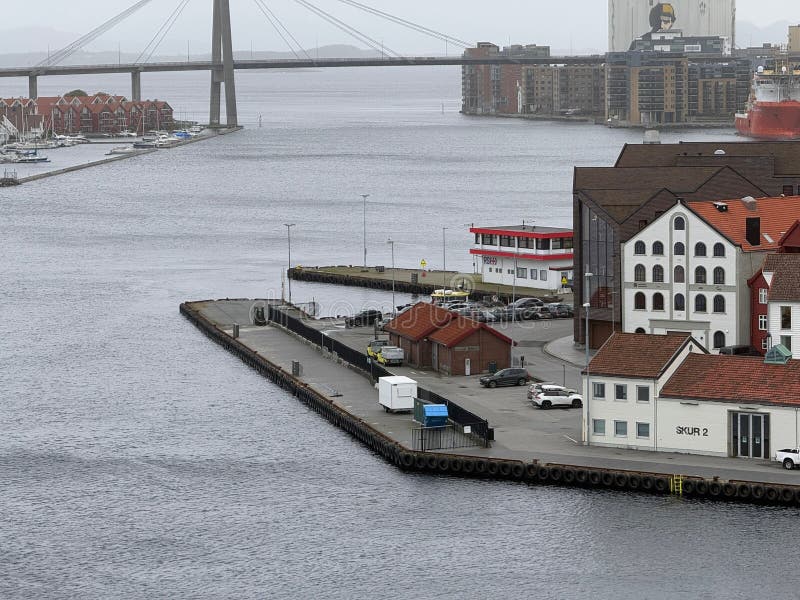 Stavanger Harbor with Bridge and Architecture. Stock Image - Image of ...