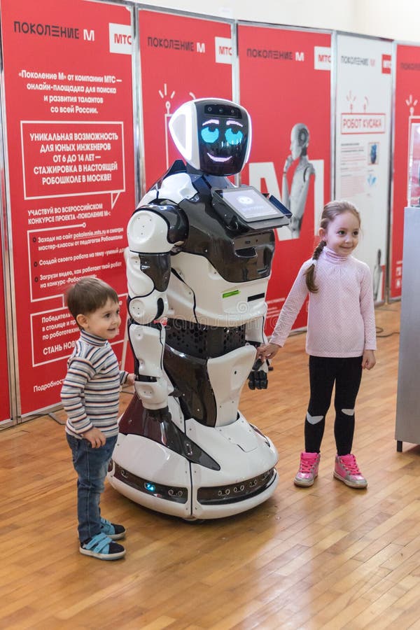STAVROPOL, RUSSIA - APRIL 6, 2019: Modern Promo Robot on the Technology ...