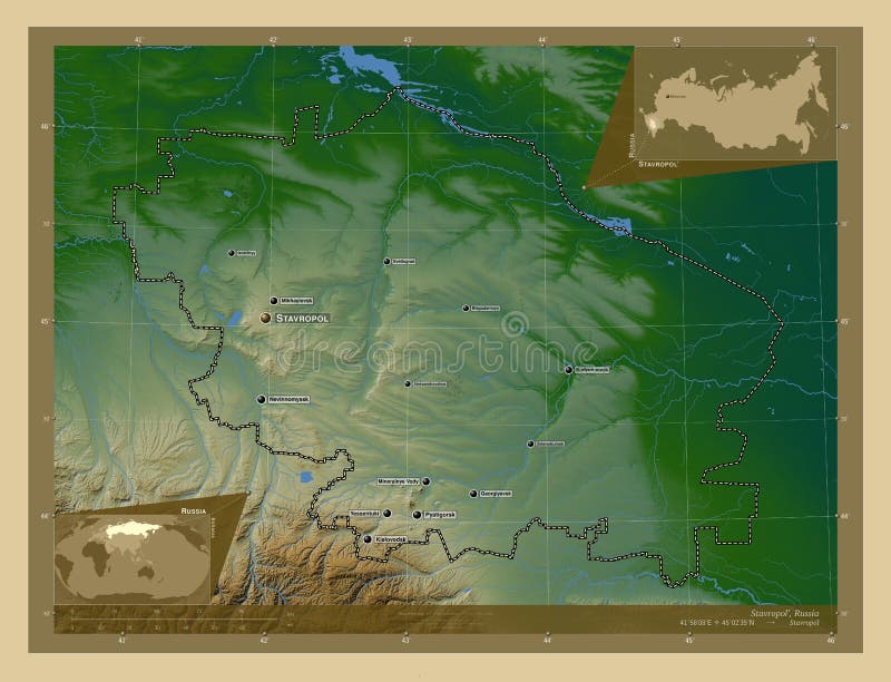 Stavropol , Russia. Physical. Labelled Points of Cities Stock ...