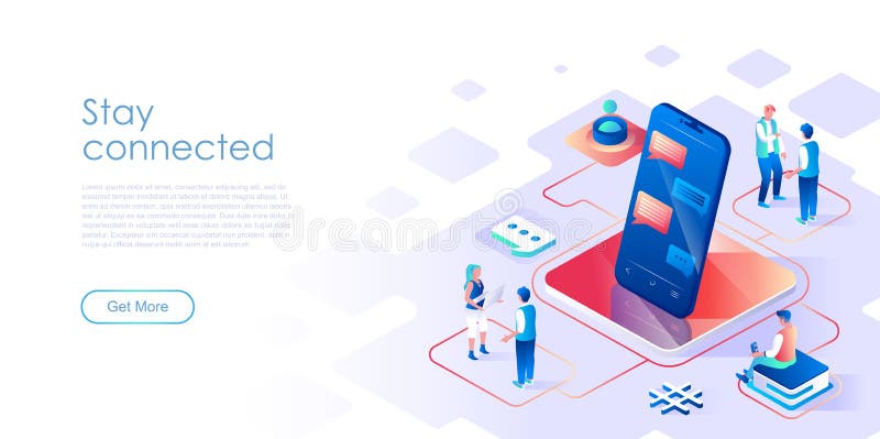Stay Connected Isometric Landing Page Vector Template Stock Vector ...