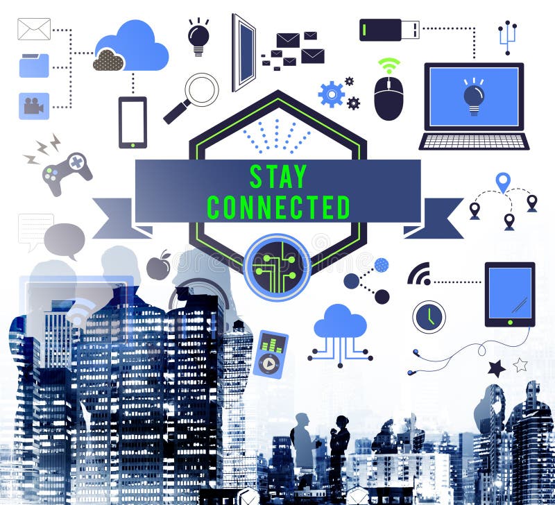 Stay Connected Technology Icons Graphics Concept Stock Illustration ...
