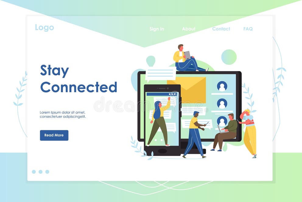 Stay Connected Vector Website Landing Page Design Template Stock Vector ...