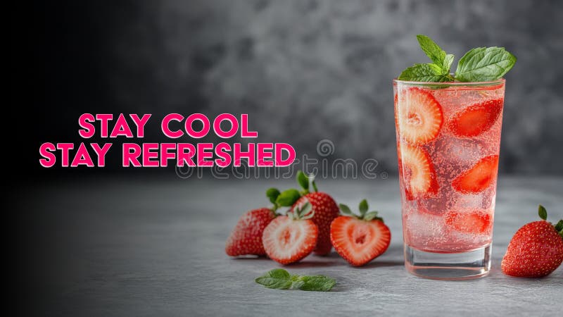 Stay Cool, Stay Refreshed Summer Special Strawberry Drink Banner. Stock ...