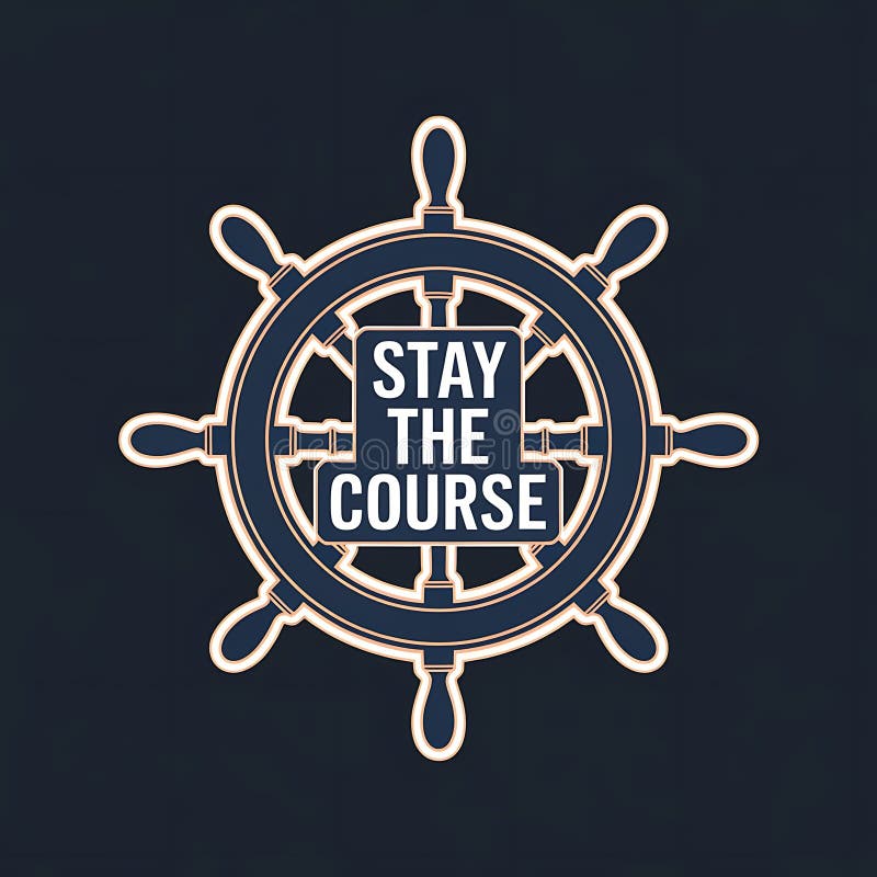 Stay the Course Ship Wheel Icon, Nautical Theme with Navy and White ...