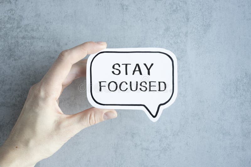 STAY FOCUSED Message on the Card Held by Stock Photo - Image of ...