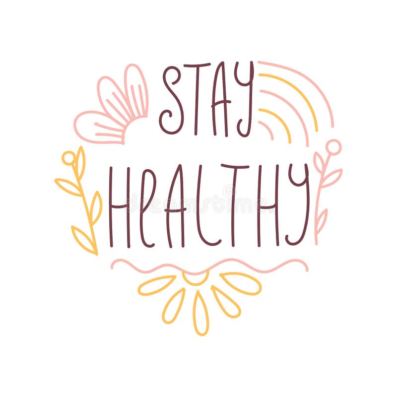 Stay Healthy Banner with Outline Quote. Stock Illustration ...