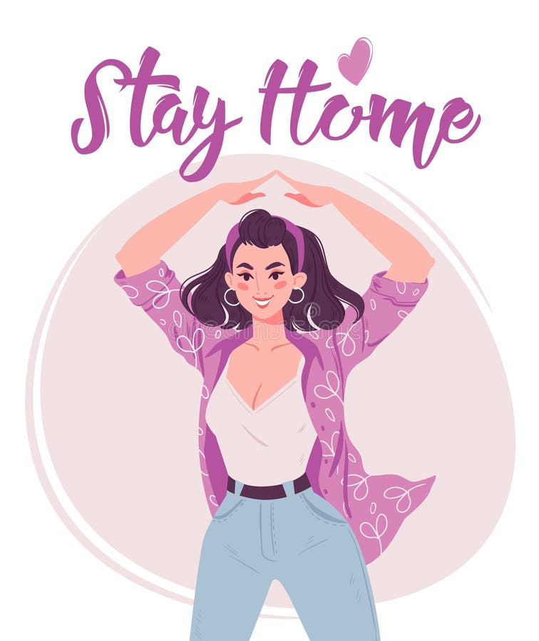 Stay Home Concept, Quarantine, Self Isolation. Y Stock Vector ...