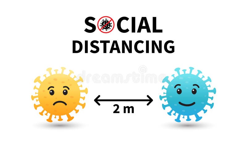 Social Distancing. Emoji Coronavirus. Keep the 2 Meter Distance ...