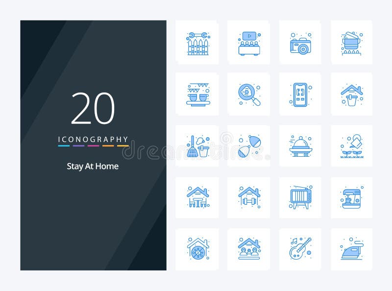 20 Stay at Home Blue Color Icon for Presentation Stock Vector ...