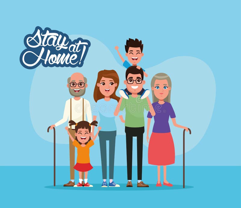 Stay at Home Campaign with Family Members Stock Vector - Illustration ...