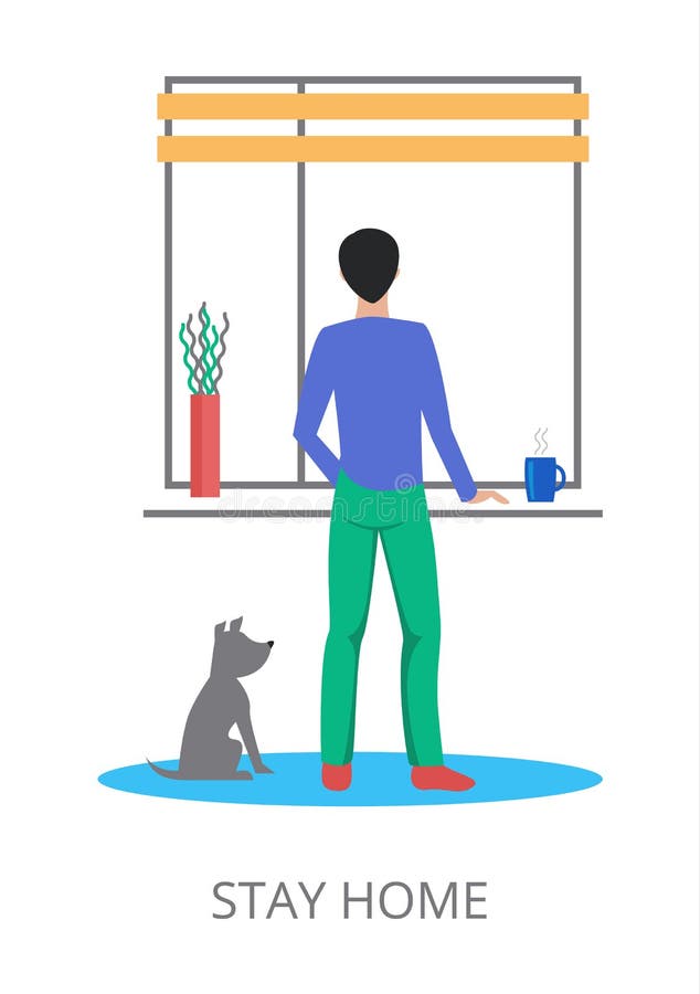 Stay Home Concept, Modern Flat Design Vector Illustration Stock Vector ...