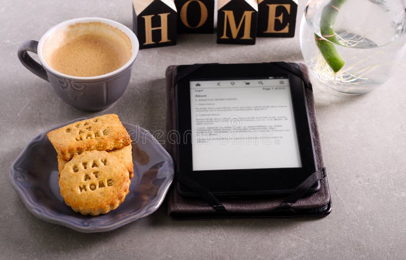 Stay at Home Cookies, Coffee and Reader Stock Image - Image of ...