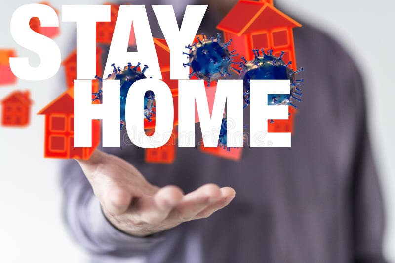 A Stay Home Digital Stay Safe 3d Stock Photo - Image of microbe ...