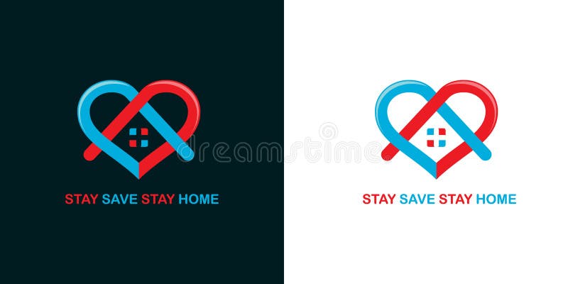 Stay Home, Heart, Home Sticker Symbol Vector Stock Illustration ...