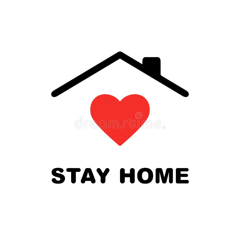Stay home icon with family stock illustration. Illustration of house ...