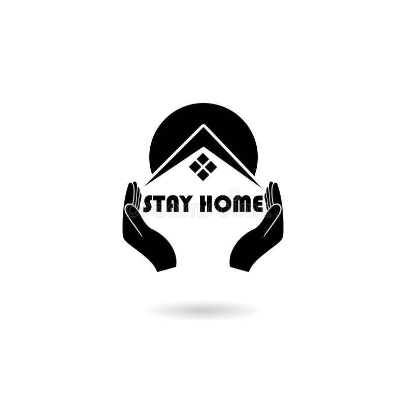 Stay Home icon with shadow stock vector. Illustration of information ...